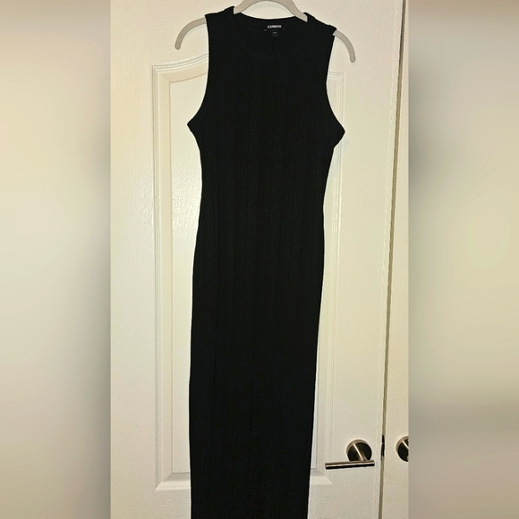 Express | Dresses | Express Black Stretch Column Midi Dress W Slit On ...